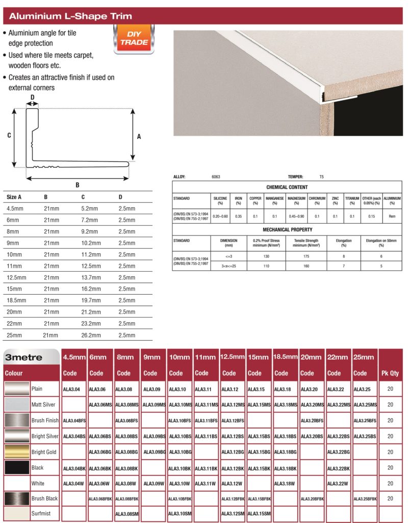 DTA Aluminium Angle Trim | TCS E Trade